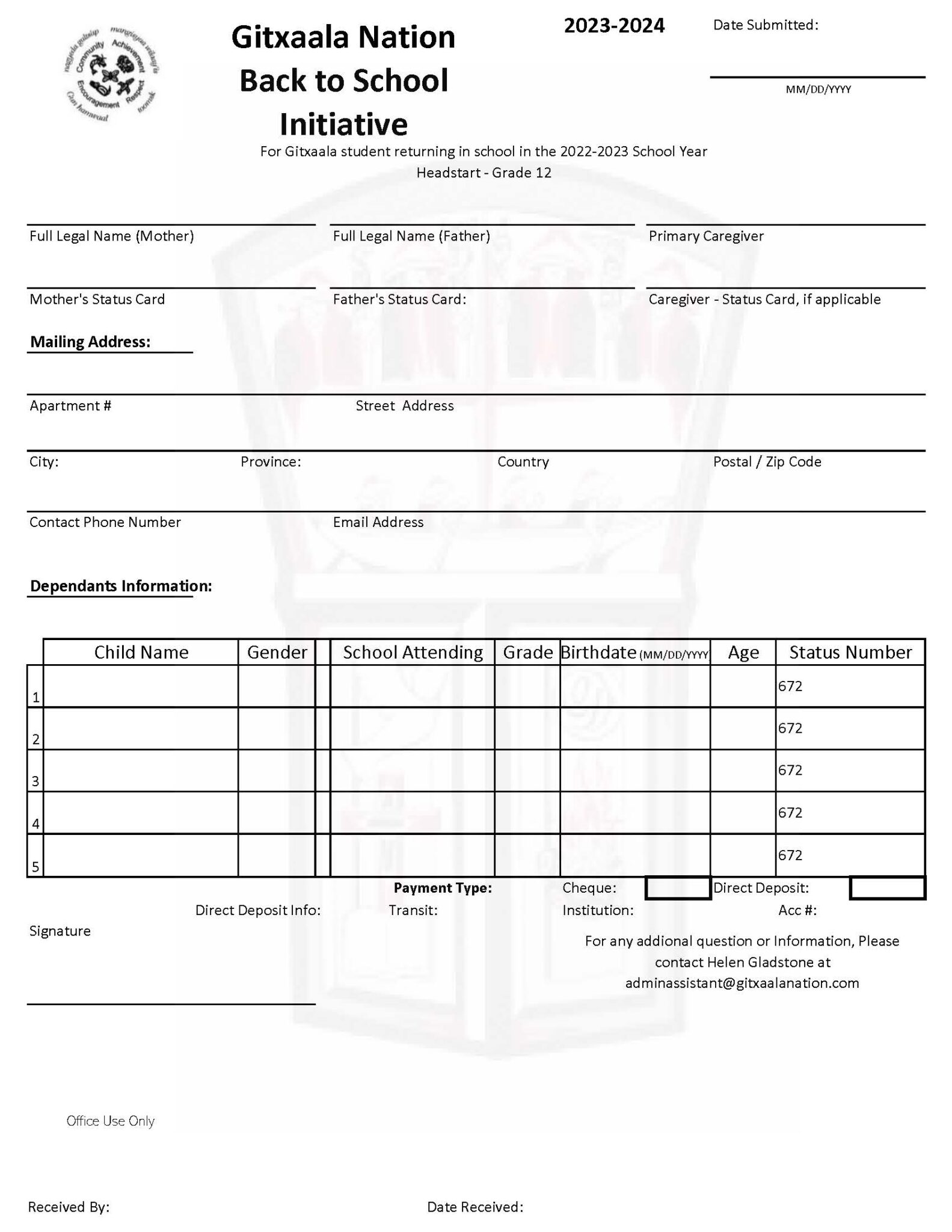 2023-2024 | Back-to-school Support - Gitxaala Nation