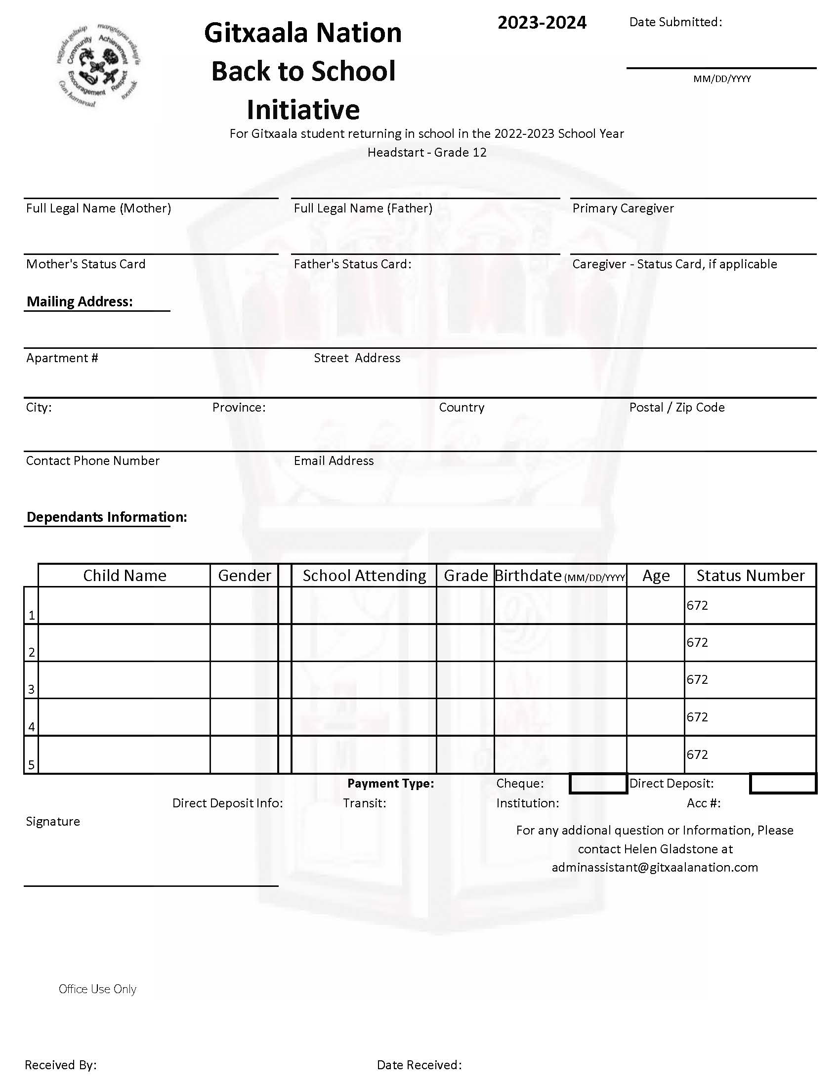 2023-2024 | Back-to-school Support - Gitxaala Nation