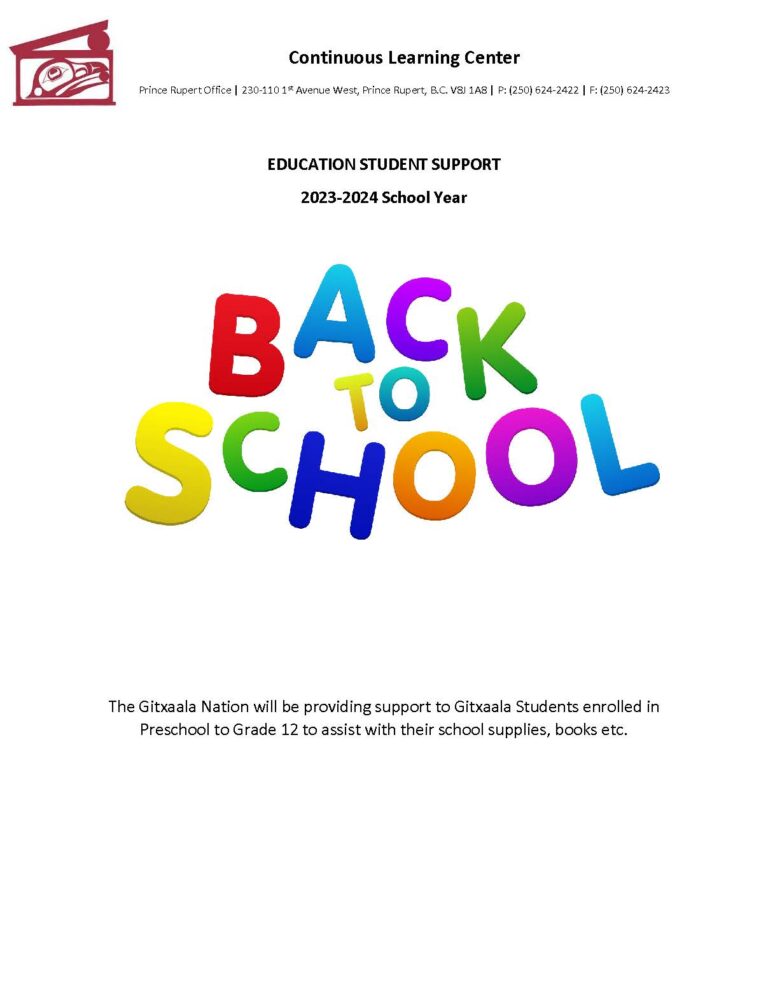 2023-2024 | Back-to-school Support - Gitxaala Nation